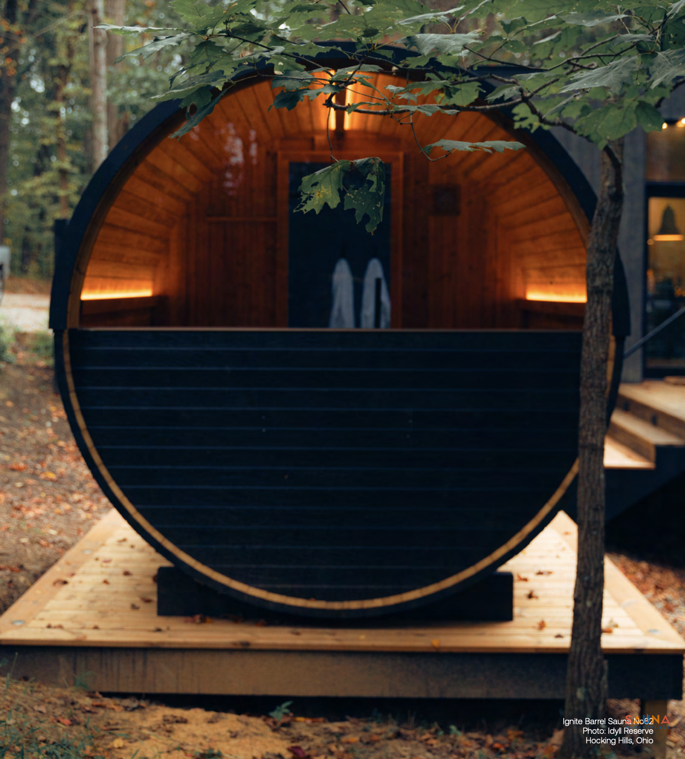Thermory Ignite Black Barrel Sauna With Upgraded Tiered Bench ...