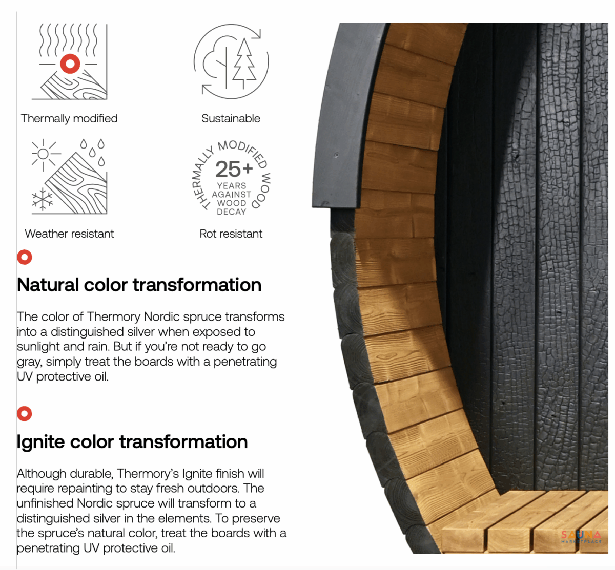 Thermory Ignite Black Barrel Sauna With Upgraded Tiered Bench ...