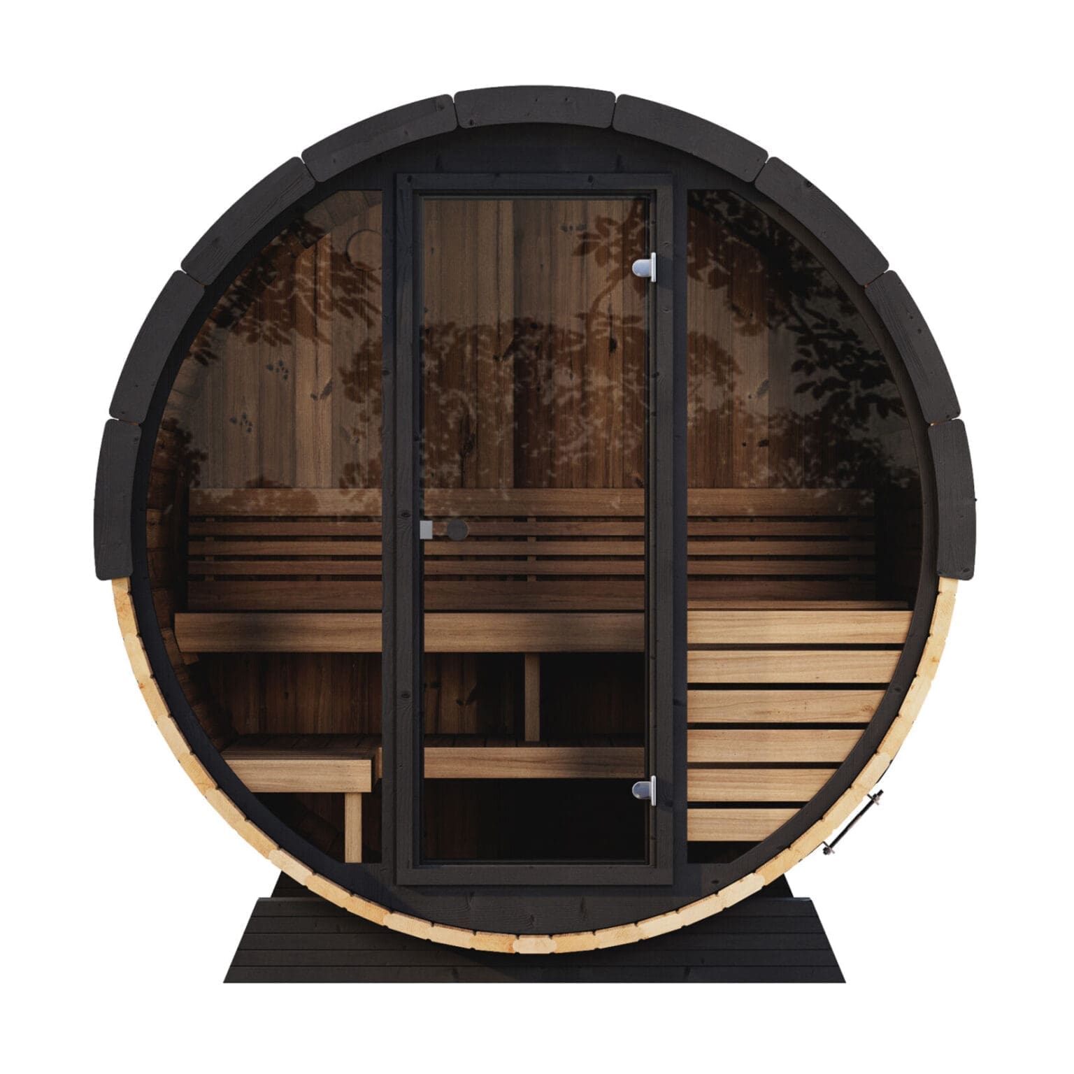 SaunaLife EE6G 4-Person Barrel Sauna with Back Wall Benches ...