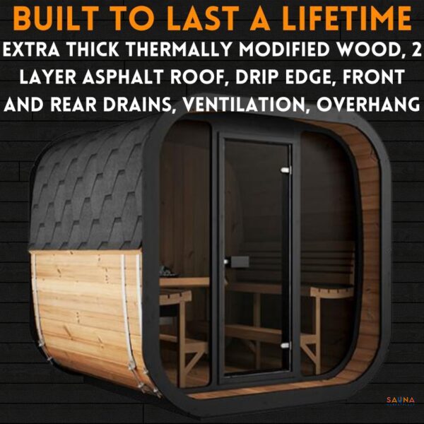 SaunaLife CL7G | 6-Person Outdoor Cube Sauna Kit with Panoramic Window ...