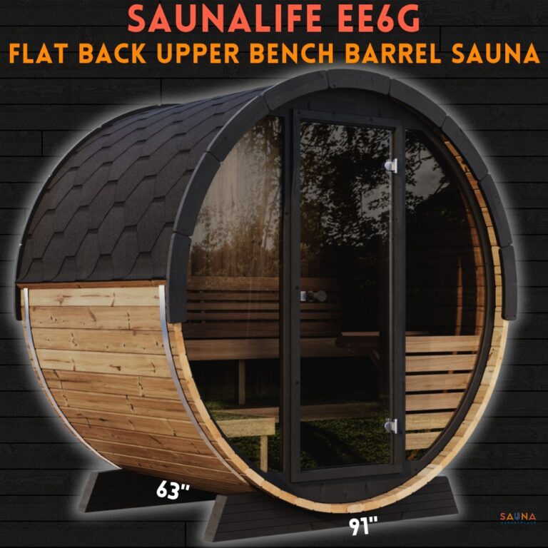 SaunaLife EE6G 4-Person Barrel Sauna with Back Wall Benches ...