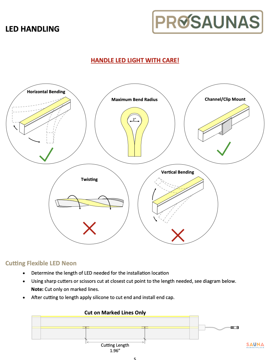 Sauna LED Light Strip - Compatible with HUUM, Harvia, IKI, and Saunum ...